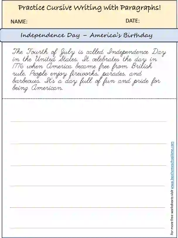 Free Cursive Writing Paragraph Worksheets PDF – Fun & Easy Practice for ...