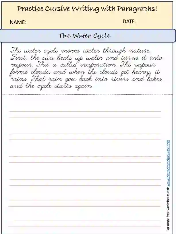 Free Cursive Writing Paragraph Worksheets PDF – Fun & Easy Practice for ...